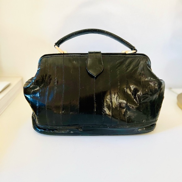 Bags | Vintage Black Eel Skin Handbag | Poshmark